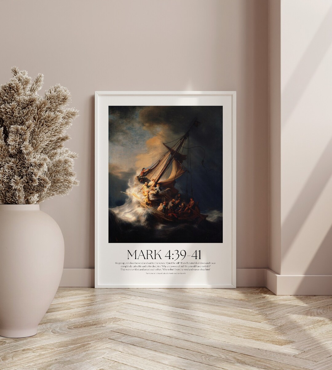 Printable Rembrandt Mark 4 Bible Verse Christian Artwork, Storm on the ...