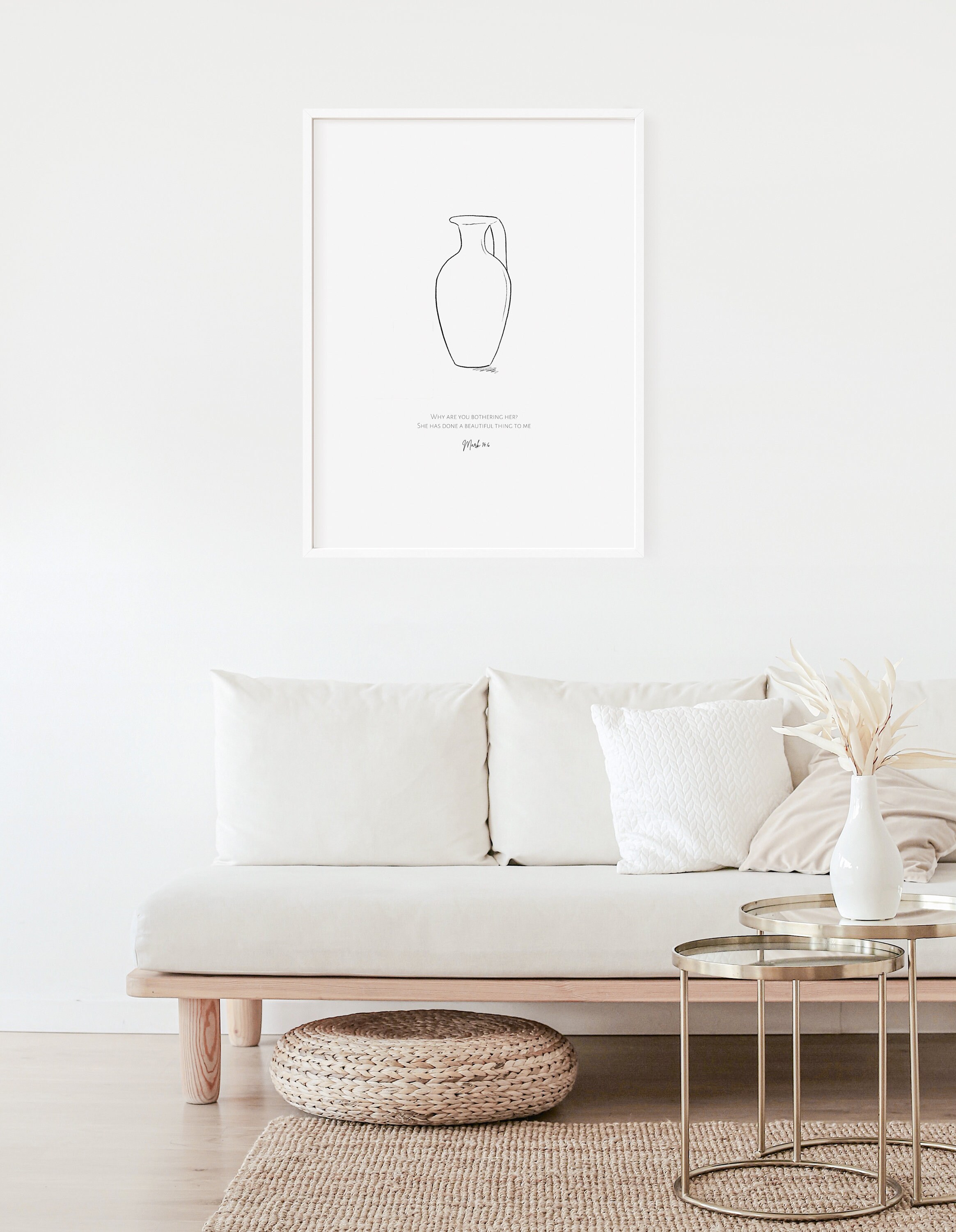 Printable Christian Line Art, Alabaster Jar, Bible Verse, Black and ...