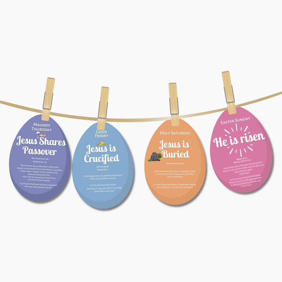 Printable Easter Countdown Egg Garland, Kids Easter Devotional, Easter ...
