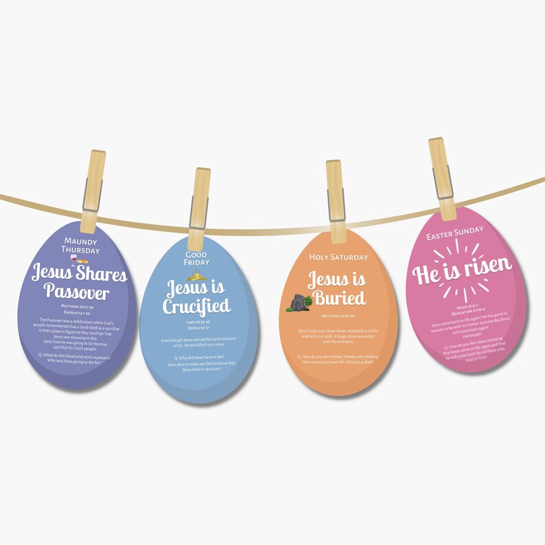 Printable Easter Countdown Egg Garland, Kids Easter Devotional, Easter ...