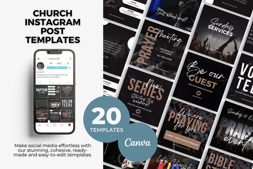 Instagram Post Templates for Christian Church Social Media Templates ...
