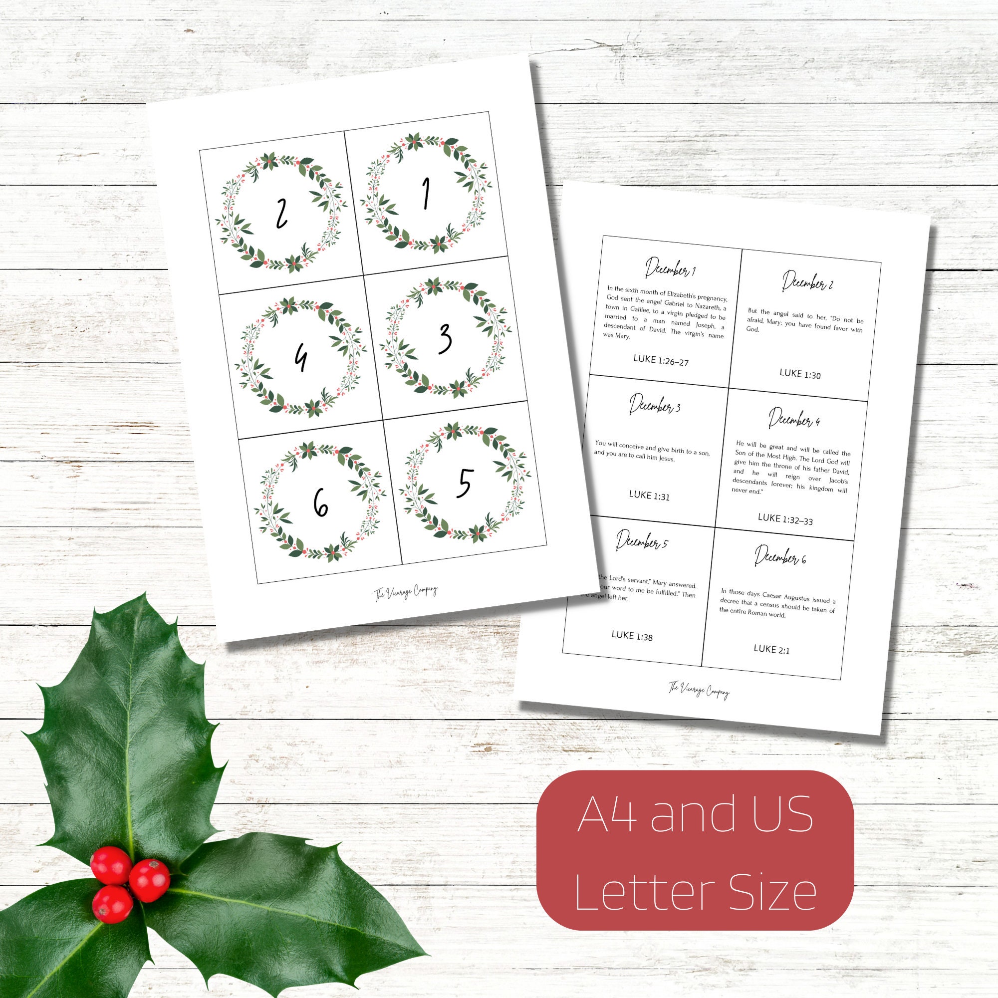 Christmas Advent Scripture Cards Printable Christian Bible Advent ...