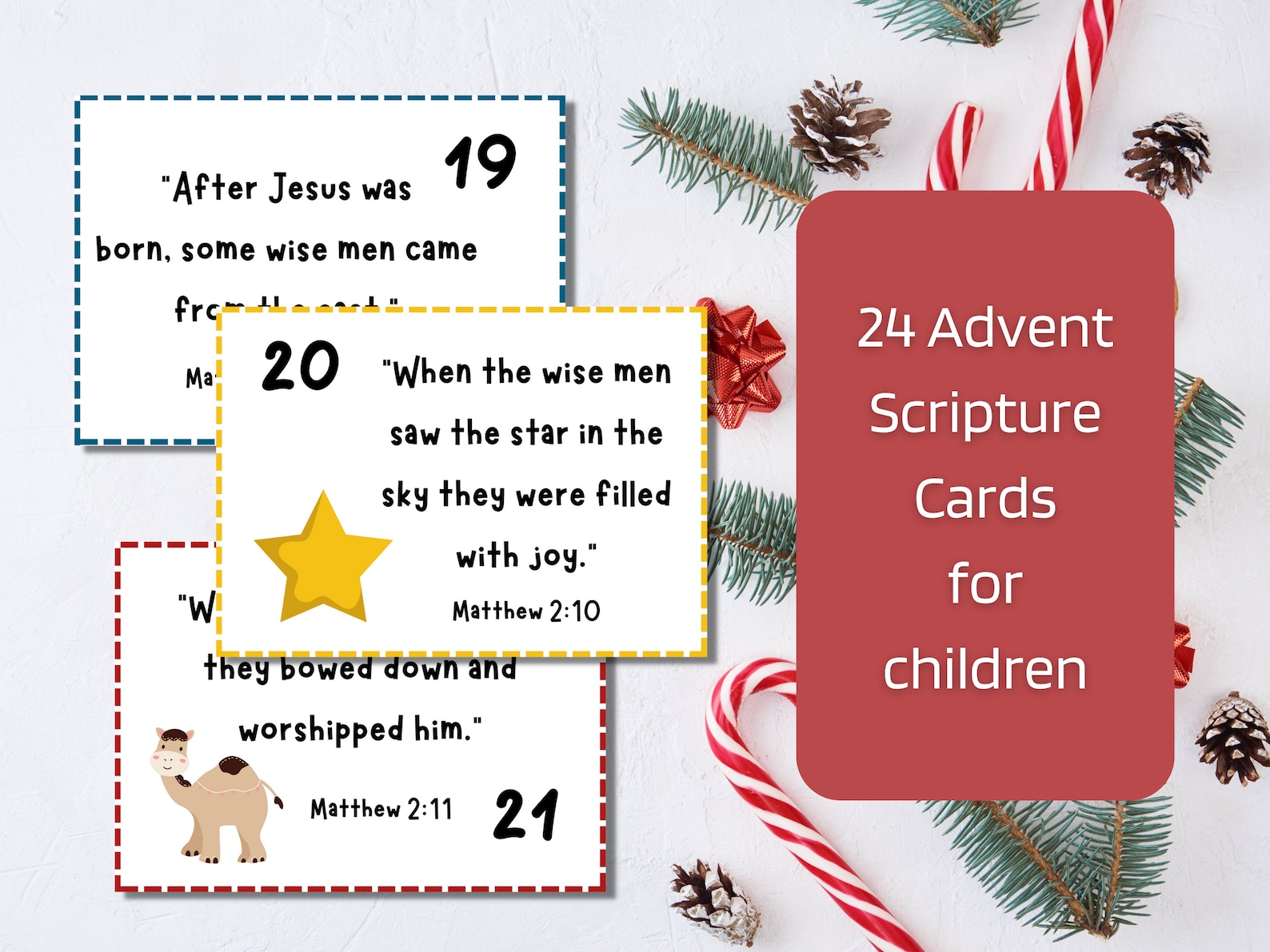 Kids Nativity Advent Calendar Scripture Cards Printable Digital ...