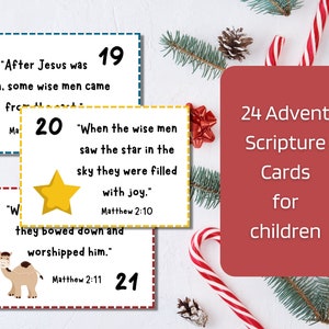 Kids Nativity Advent Calendar Scripture Cards Printable Digital ...
