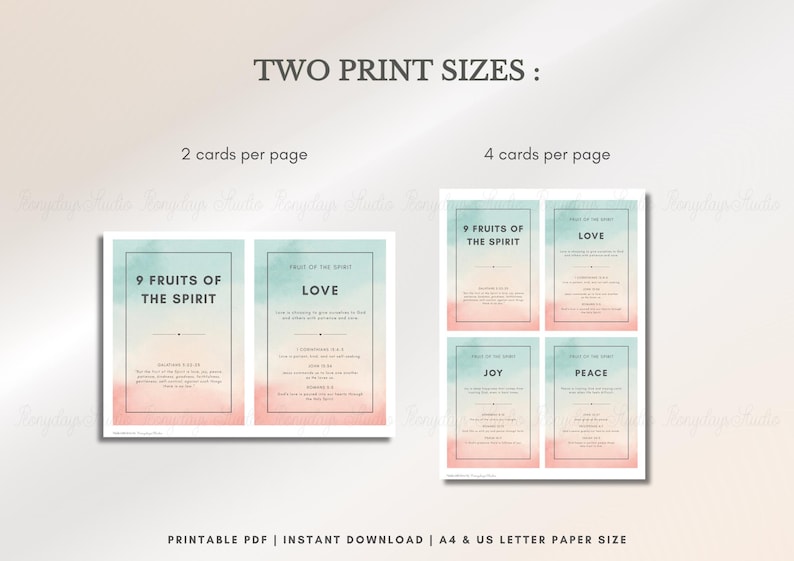 9 Fruits of the Spirit Flashcards With Bible Verses | Christian ...