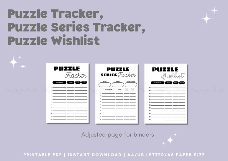 PRINTABLE PDF Instant Download Puzzle Jigsaw Log Series Tracker ...