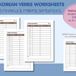 PRINTABLE PDF 300 Korean-english Essential Daily Life Verbs Flashcards ...