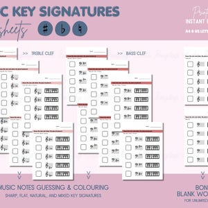PRINTABLE PDF Music Key Signatures Worksheets | Learn Practice Notes ...