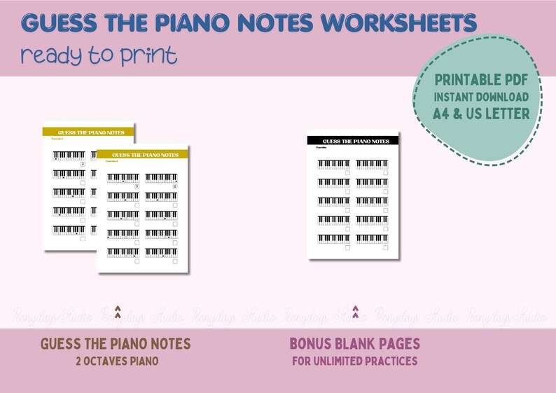 PRINTABLE PDF Beginner Adults Kids Music Piano Theory Learning Practice ...
