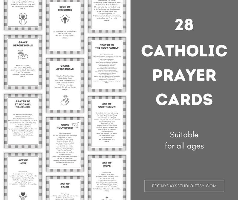 Catholic Prayer Cards | Printable Religious Gift for Kids (PDF Download ...