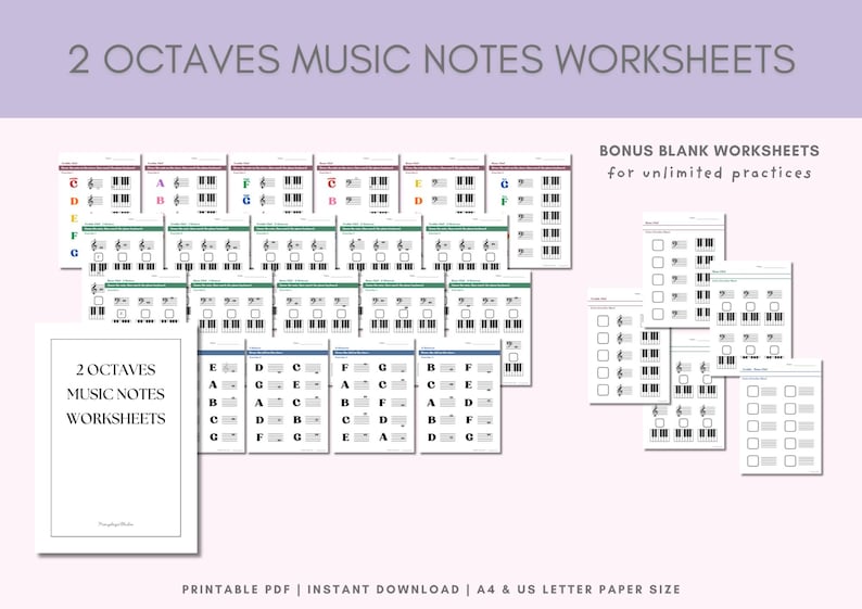 Piano Music Theory Worksheets Bundle for Kids & Beginners (printable ...