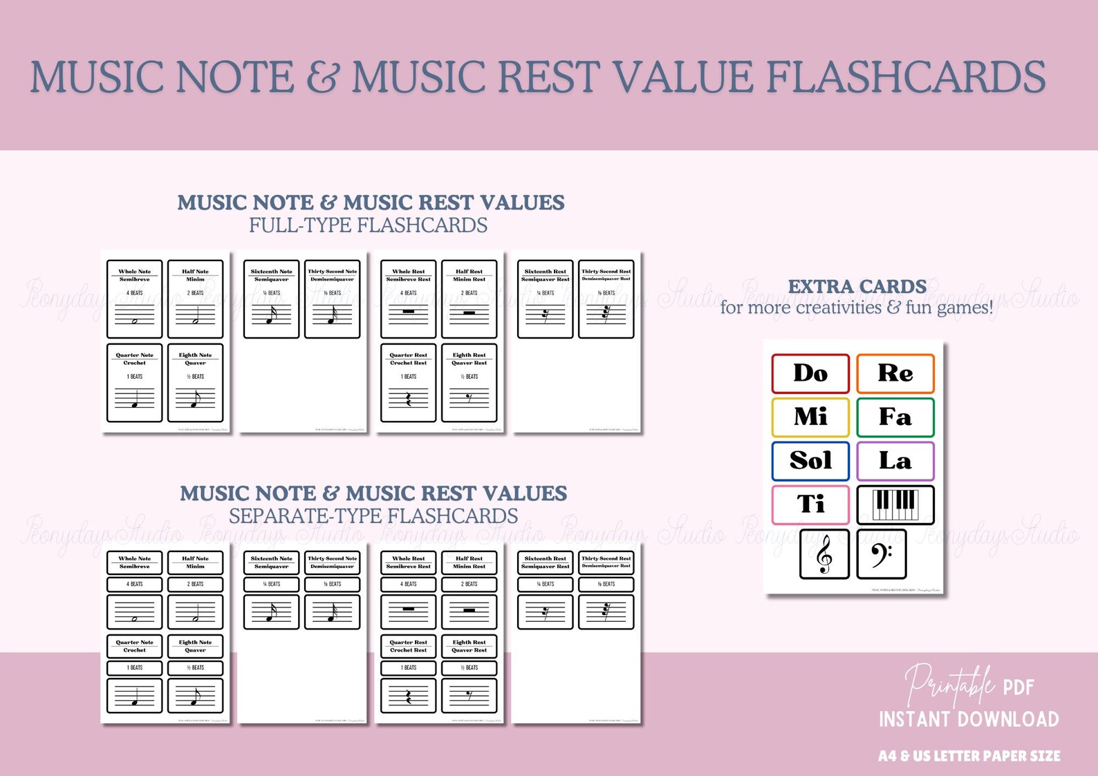 Piano Music Note Flashcards & Worksheet Bundle (printable PDF) - Etsy