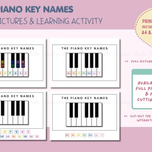 Piano Key Names Chart | Music Learning Games (printable PDF) - Etsy