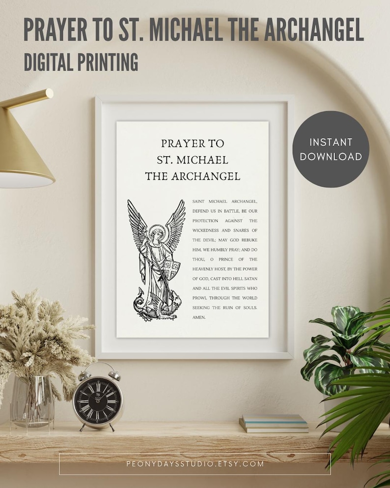 PRINTABLE PDF Prayer to Saint Michael the Archangel Catholic Wall Art ...