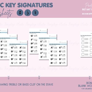 PRINTABLE PDF Music Key Signatures Worksheets | Learn Practice Notes ...