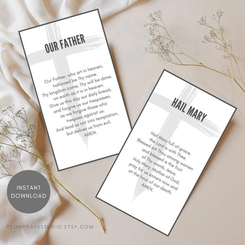 Printable Catholic Prayer Cards: Pocket Size, Minimalist Design (PDF ...