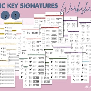 PRINTABLE PDF Music Key Signatures Worksheets | Learn Practice Notes ...