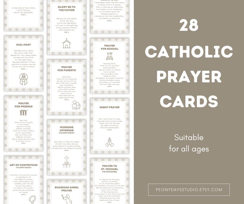 PRINTABLE PDF Instant Download | Popular Catholic Prayers Cards ...
