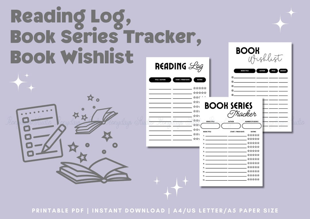 PRINTABLE PDF Instant Download Simple Reading Log Book Series Tracker ...