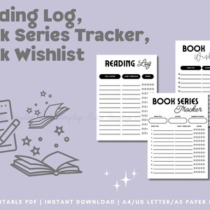 PRINTABLE PDF Instant Download Simple Reading Log Book Series Tracker ...