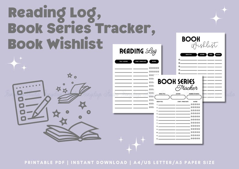 PRINTABLE PDF Instant Download Simple Reading Log Book Series Tracker ...