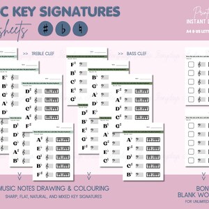 PRINTABLE PDF Music Key Signatures Worksheets | Learn Practice Notes ...