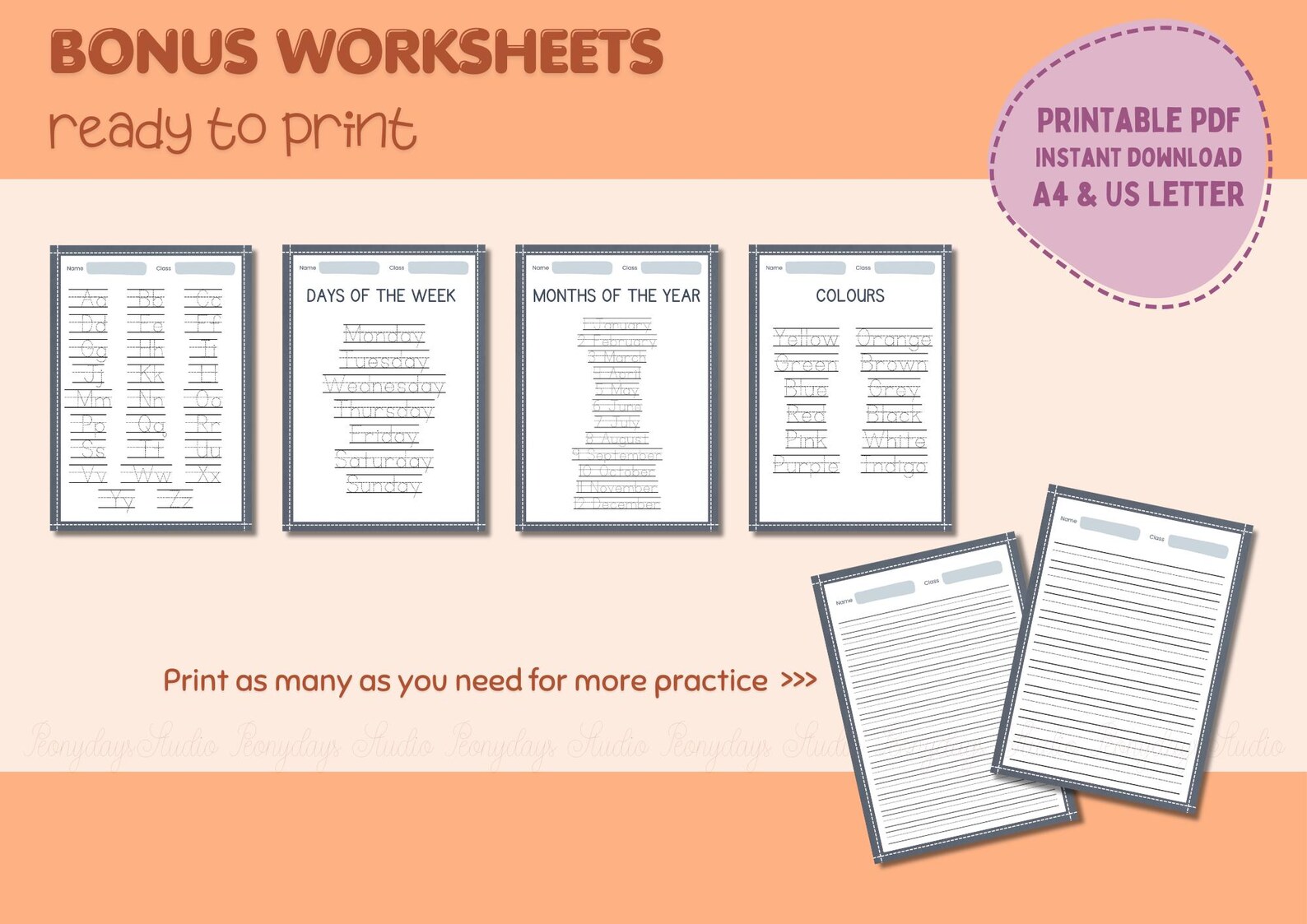 PRINTABLE PDF 1-100 Numbers ABC Alphabet Letter Tracing Handwriting ...