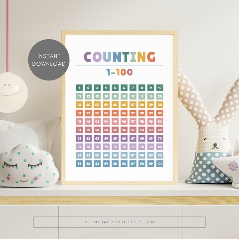 Póster y hojas de trabajo para contar del 1 al 100, materiales ...