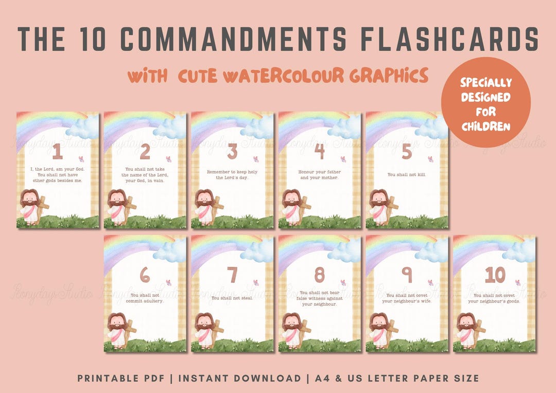 10 Commandments Flashcards | Kids Bible Learning, Sunday School ...