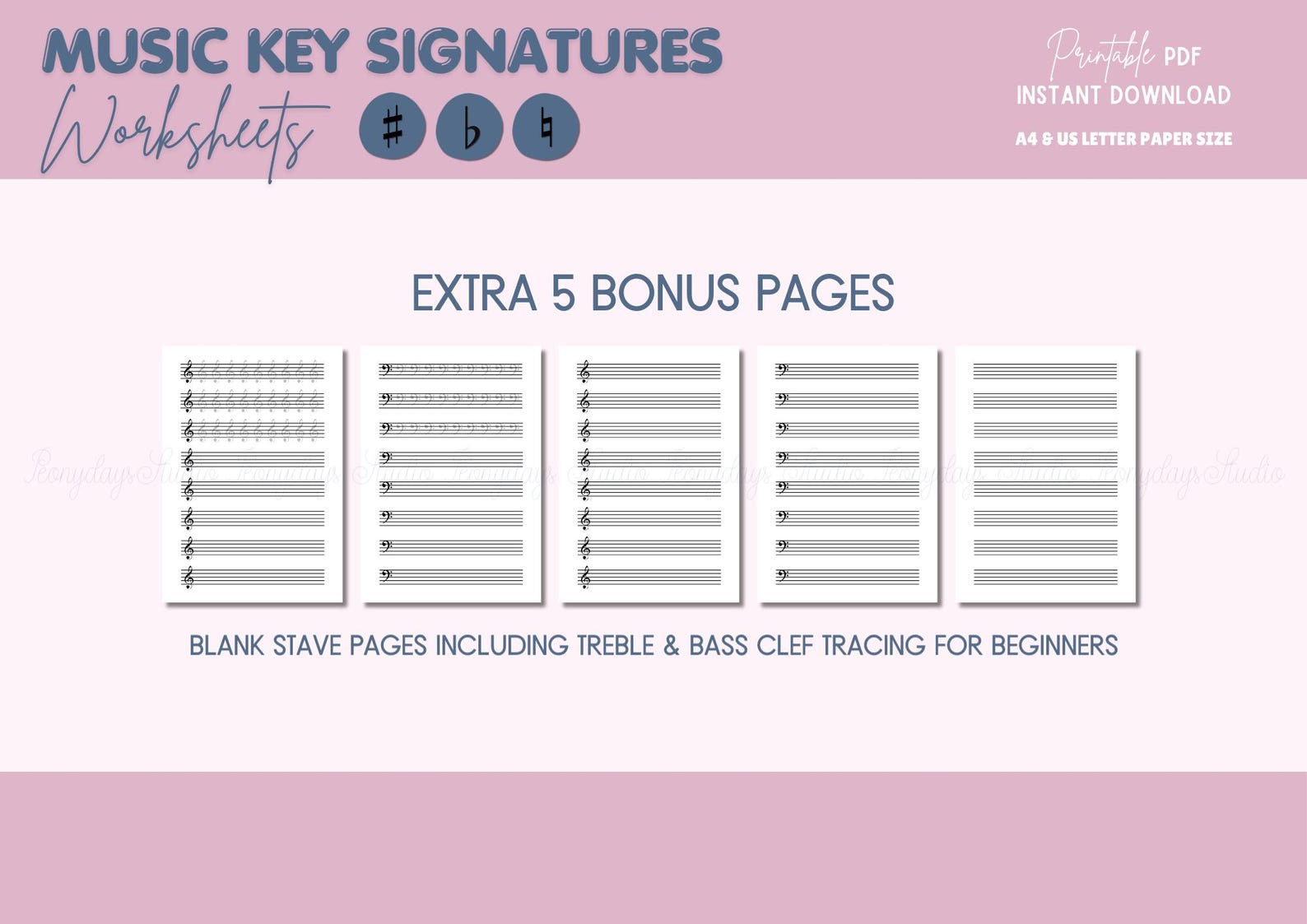 PRINTABLE PDF Music Key Signatures Worksheets | Learn Practice Notes ...