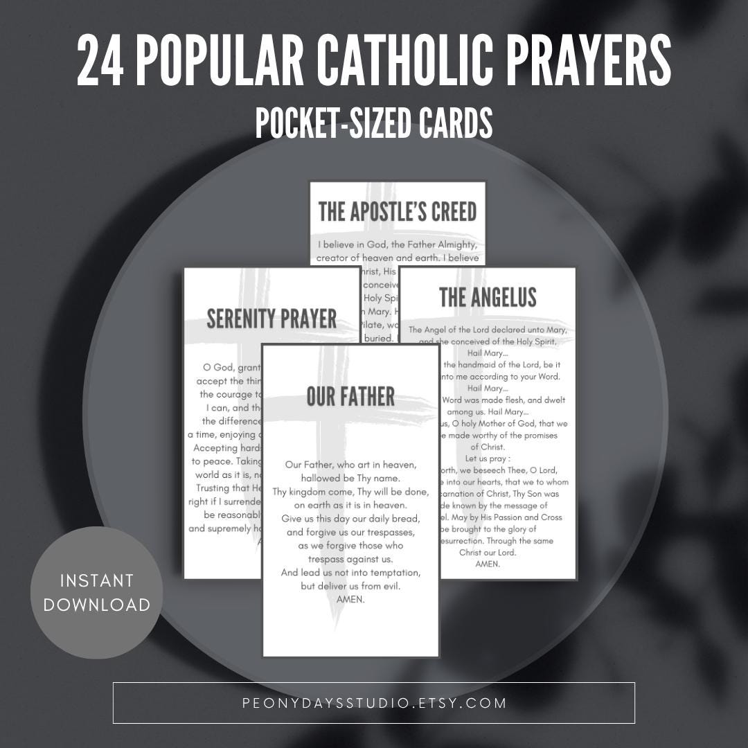 Printable Catholic Prayer Cards: Pocket Size, Minimalist Design (PDF ...