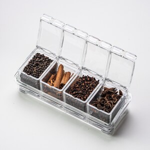 Masala, Spice Storage Container With Labels and 100g Spices in 4 ...