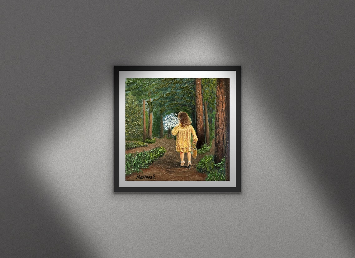 Girl With a Bouquet of Wild Flowers at a Fork in the Paths in the ...