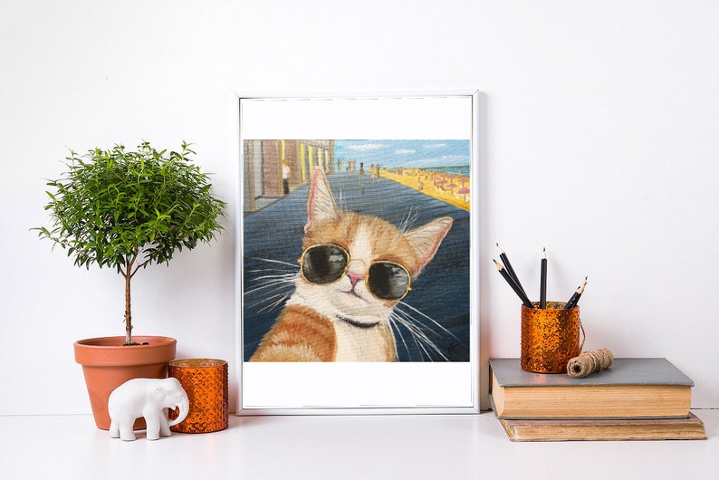 Cat Selfie Oil Painting on Paper, Ginger Cat Art (10" X 10") - Etsy