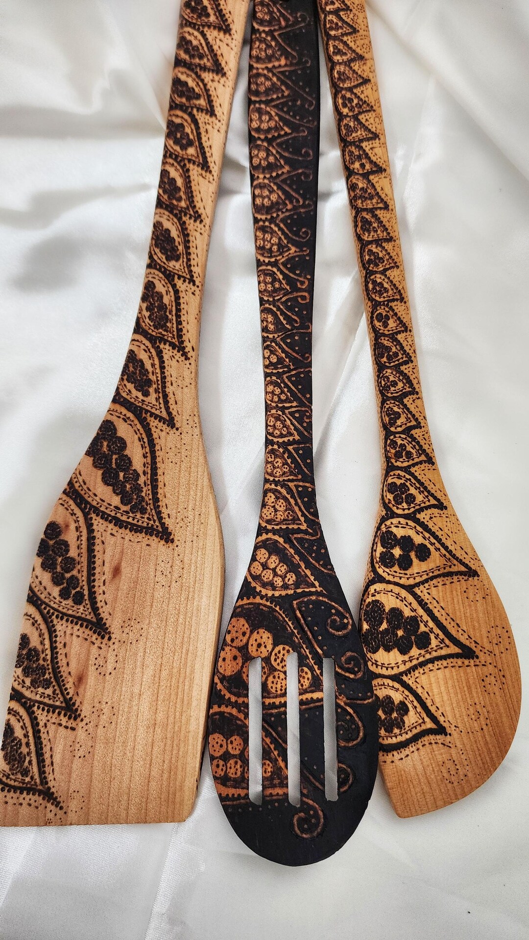 Mystic Flames: Hand-burned Mandala Wooden Spoons and Spatula - Etsy