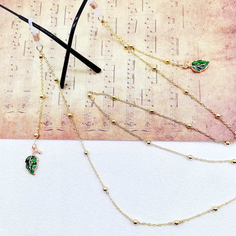 Green Leaf Glasses Chain: Gold Copper Alloy Sunglasses Chain - Etsy UK