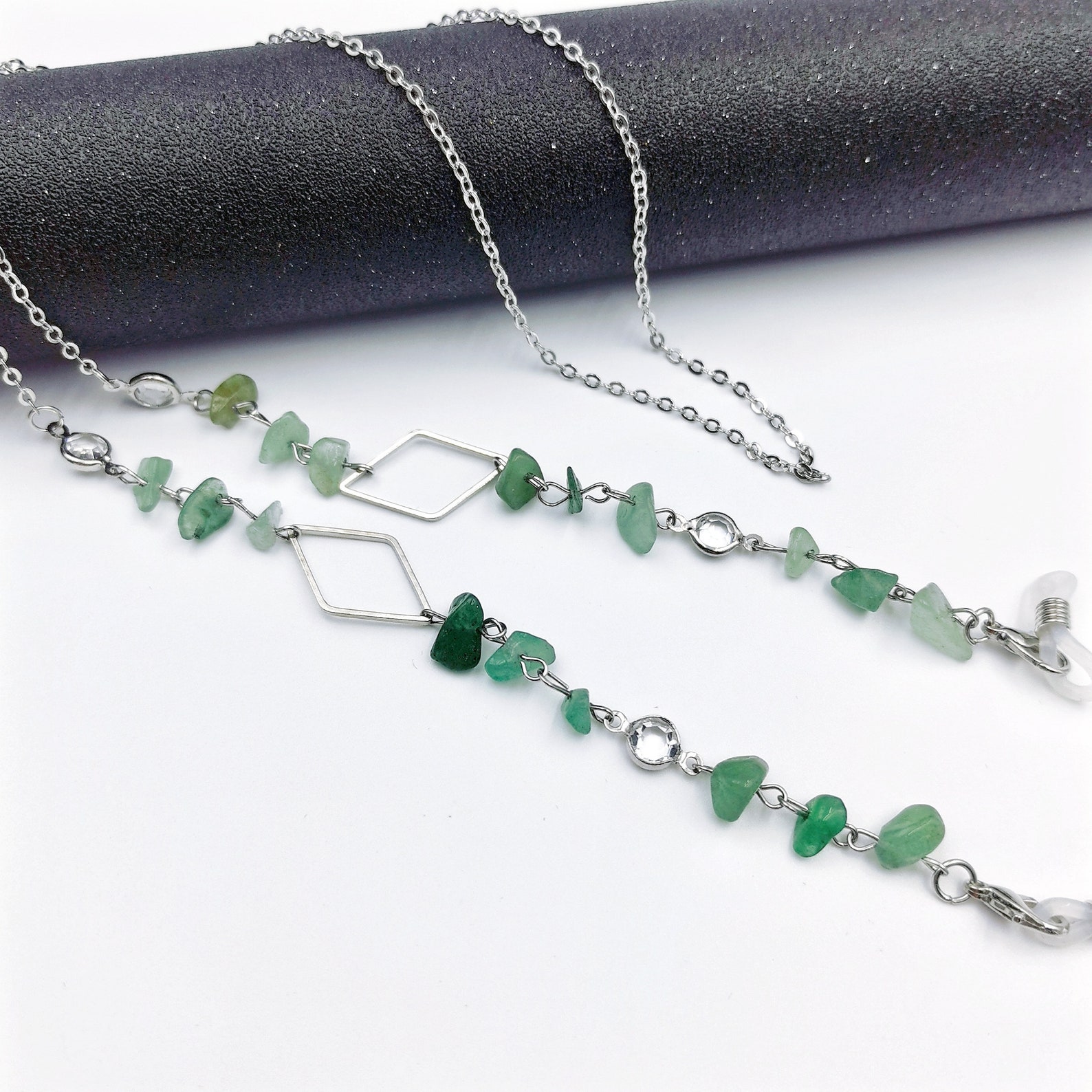 Turquoise Eyeglass Chain: Geometric Silver Sunglasses Chain - Etsy