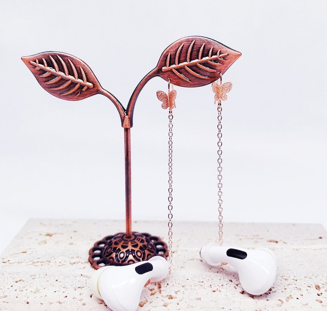 Rose Gold Circular Earrings Butterfly Earrings,airpods Loss Prevention ...