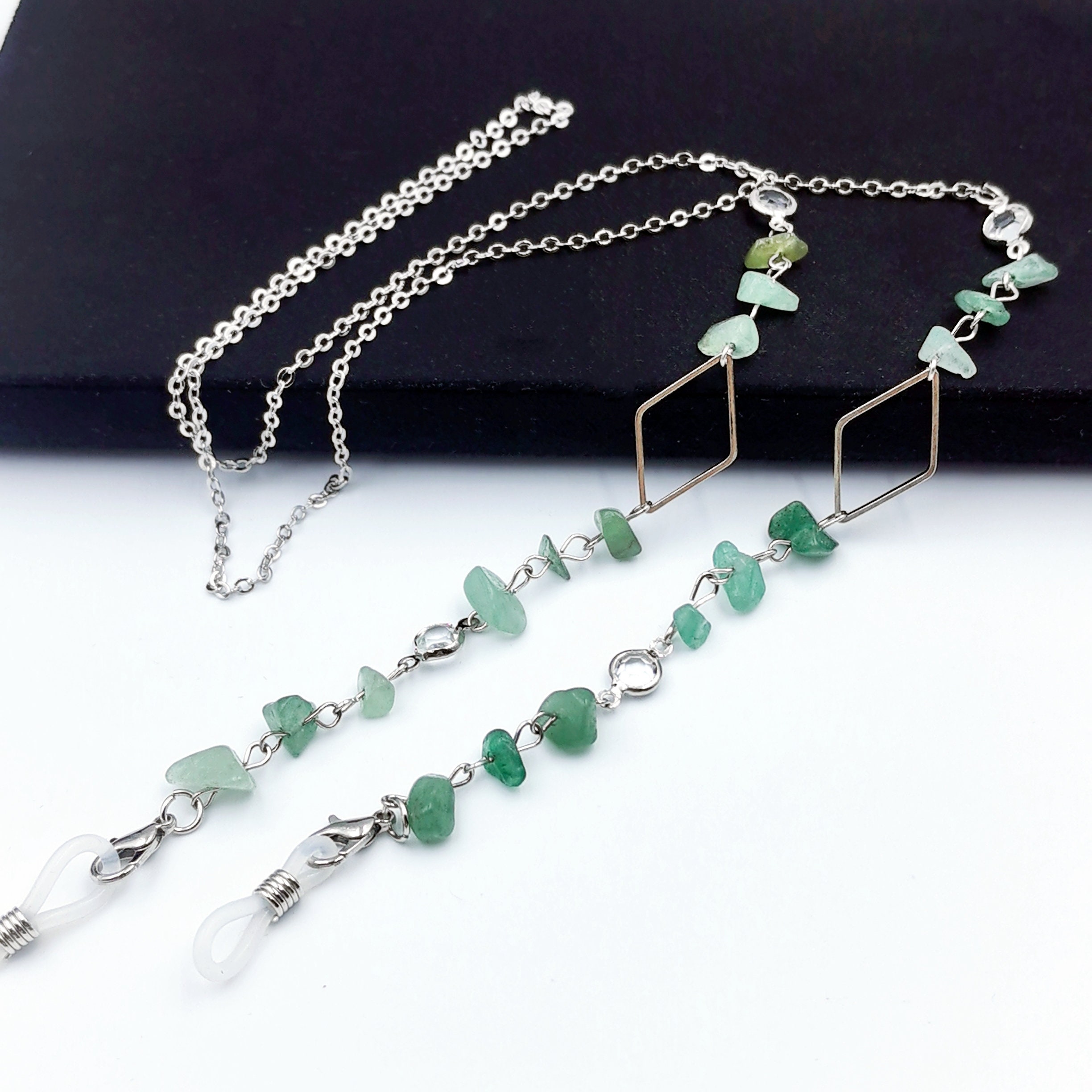 Turquoise Eyeglass Chain: Geometric Silver Sunglasses Chain - Etsy