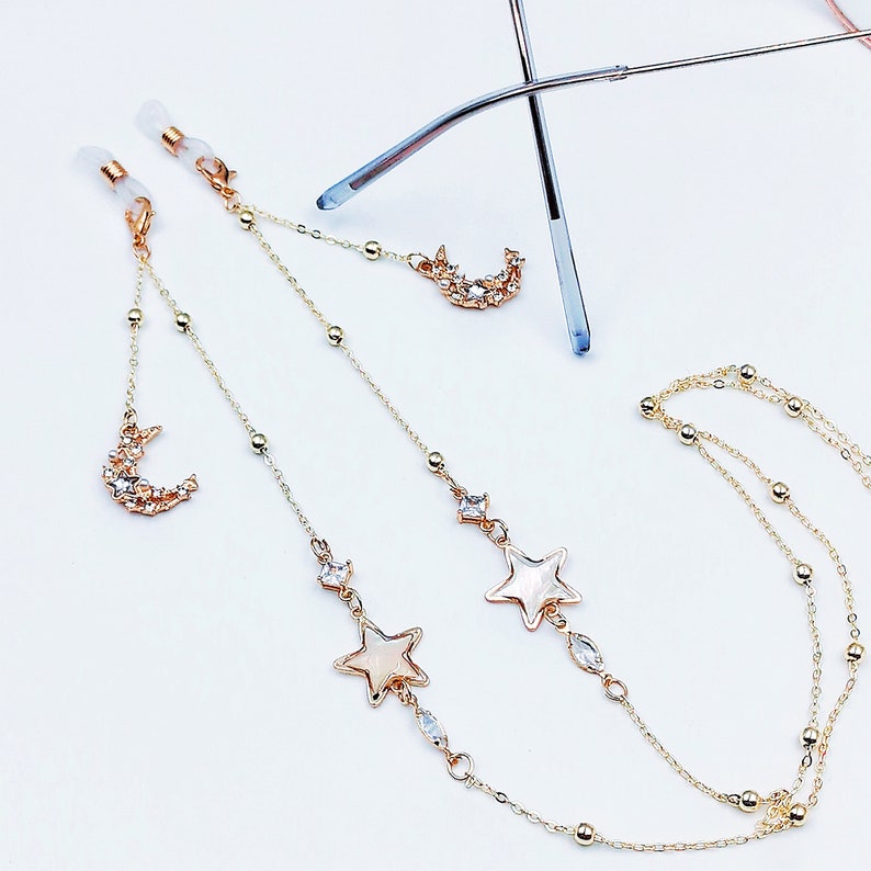 Natural Shell Star & Moon Glasses Chain - Alloy Charm - Etsy