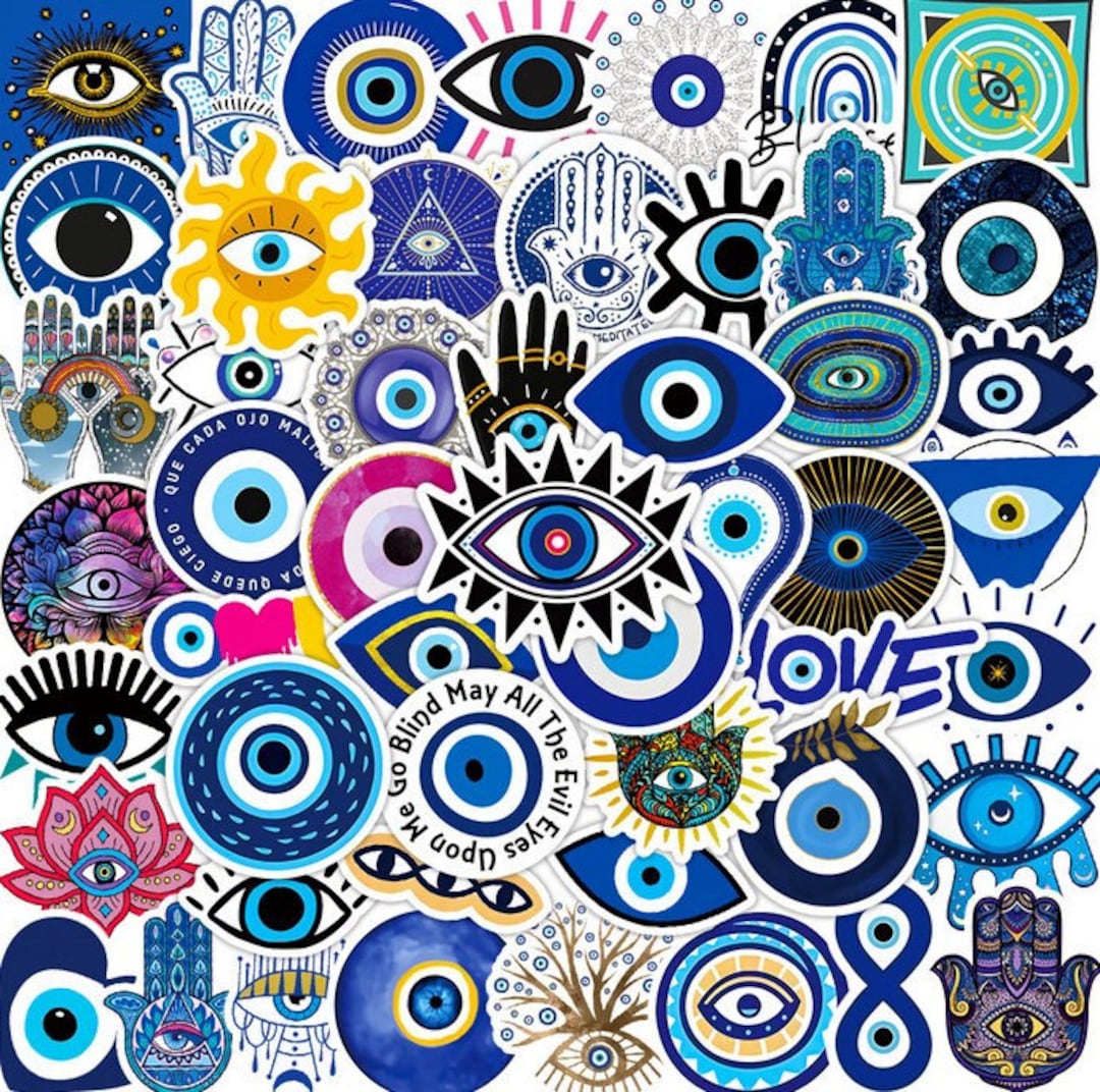 50pcs/ Evil Eye Sticker/blue Eye Sticker/waterproof Graffiti - Etsy
