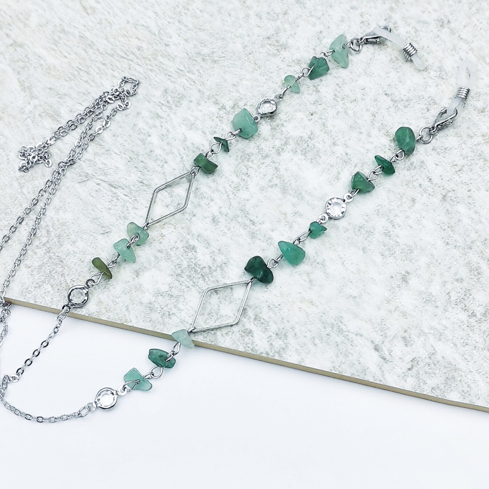 Turquoise Eyeglass Chain: Geometric Silver Sunglasses Chain - Etsy