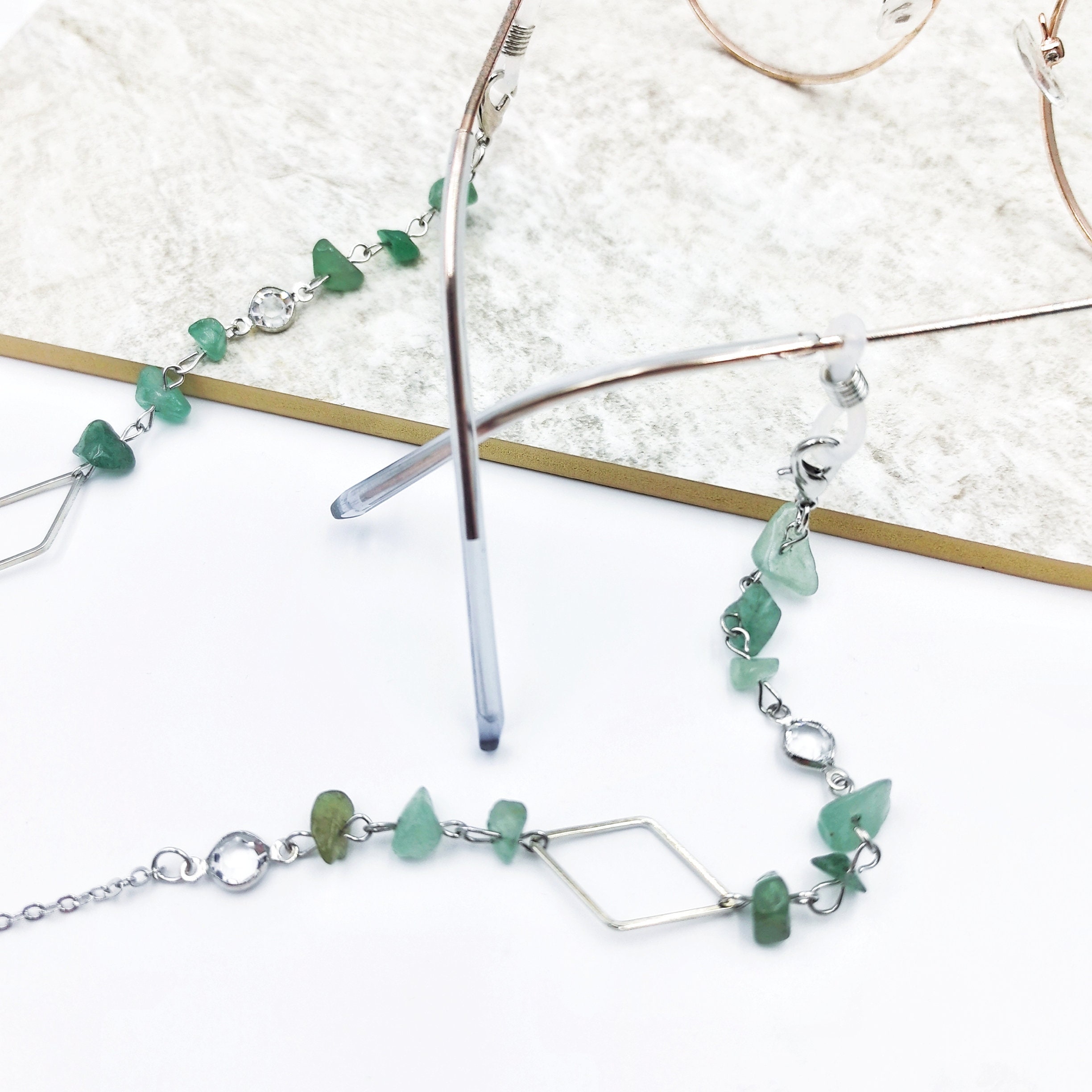 Turquoise Eyeglass Chain: Geometric Silver Sunglasses Chain - Etsy