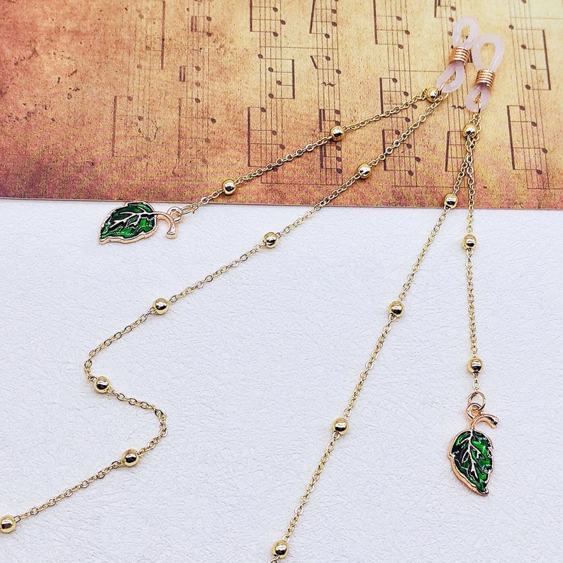 Green Leaf Glasses Chain: Gold Copper Alloy Sunglasses Chain - Etsy UK