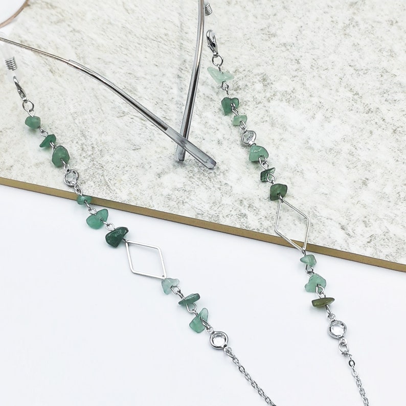Turquoise Eyeglass Chain: Geometric Silver Sunglasses Chain - Etsy