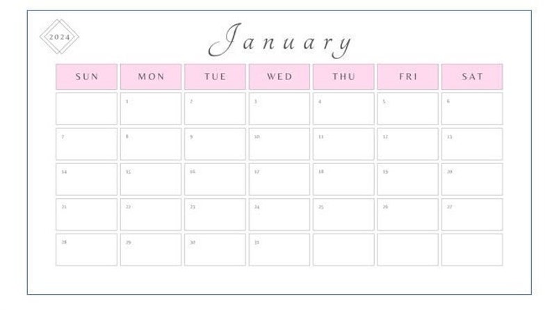Printable Calendar 2024 - Pink - Etsy