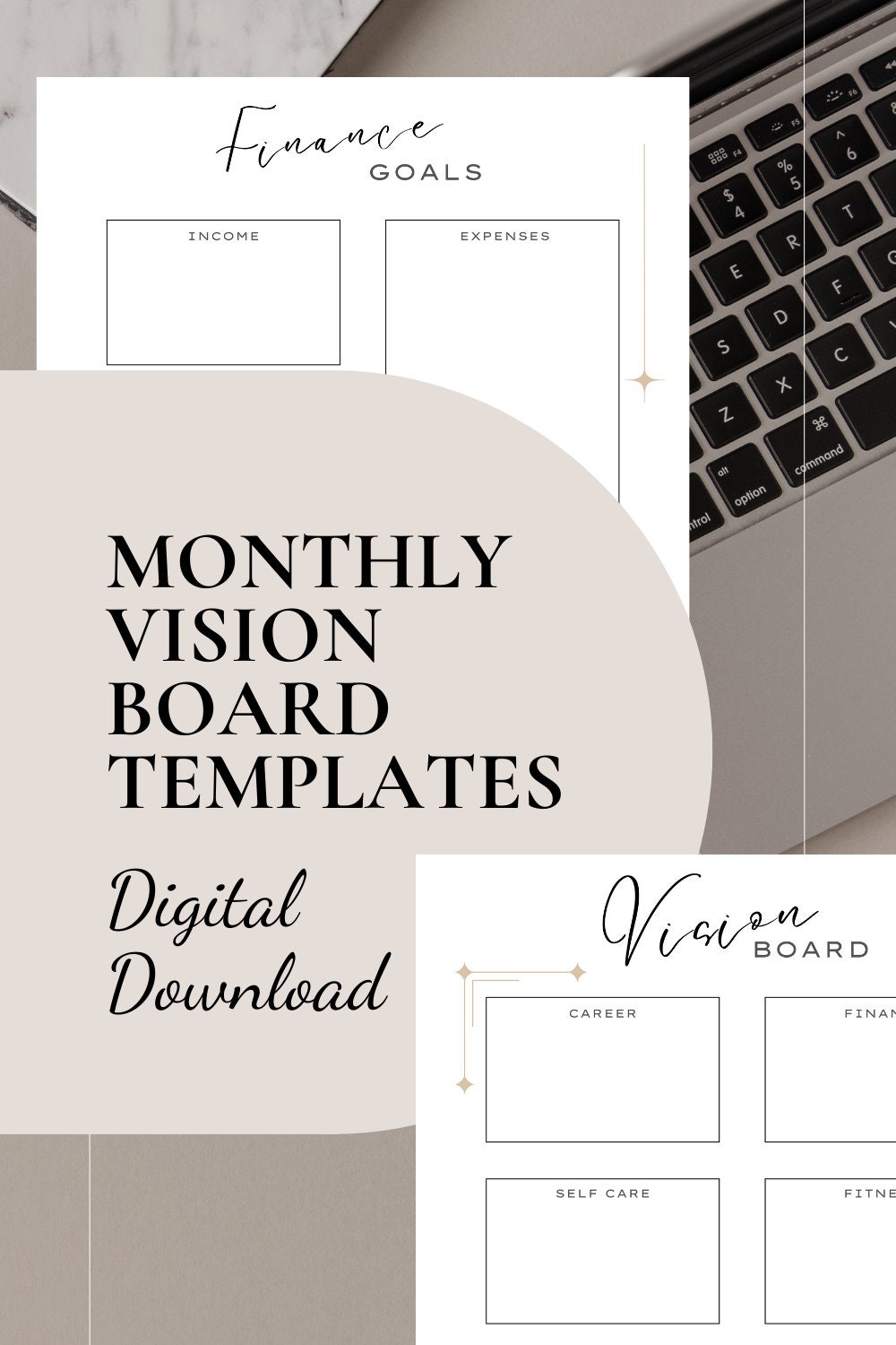 Monthly Vision Board Templates | Digital Download | Printable Pages - Etsy