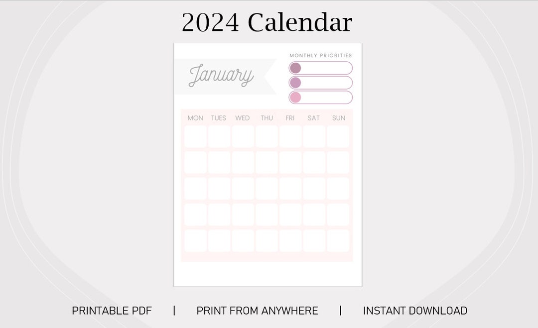 Printable Calendar - Etsy