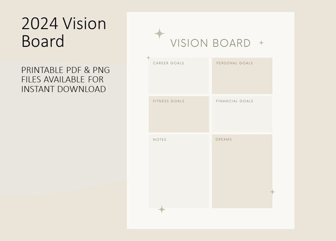 2024 Vision Board Printable Template - Etsy