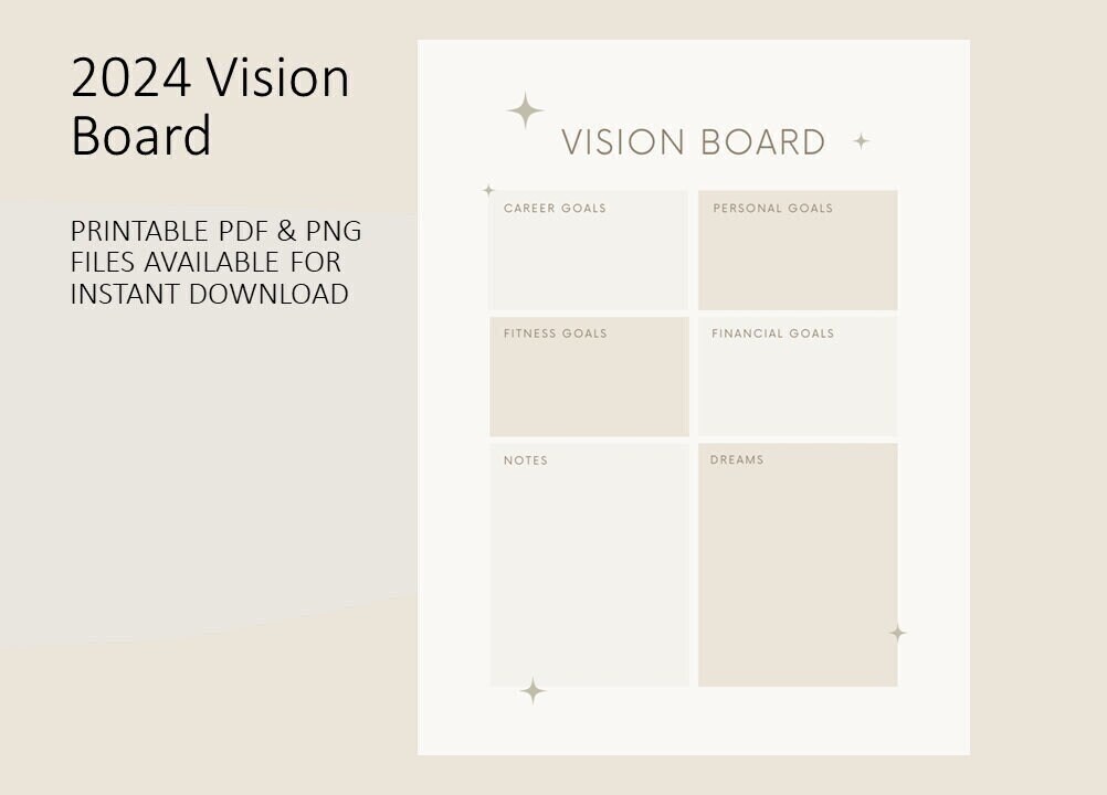 2024 Vision Board Printable Template - Etsy